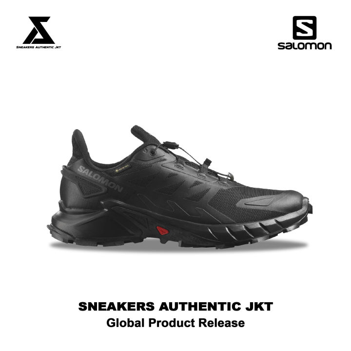 Sepatu Trail Running Mens Salomon Supercross 4 GTX - Triple Black ...