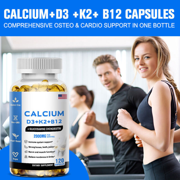 Whole plant complex nutritional supplement - Calcium +D3+K2+B12 + glucosamine chondroitin ...