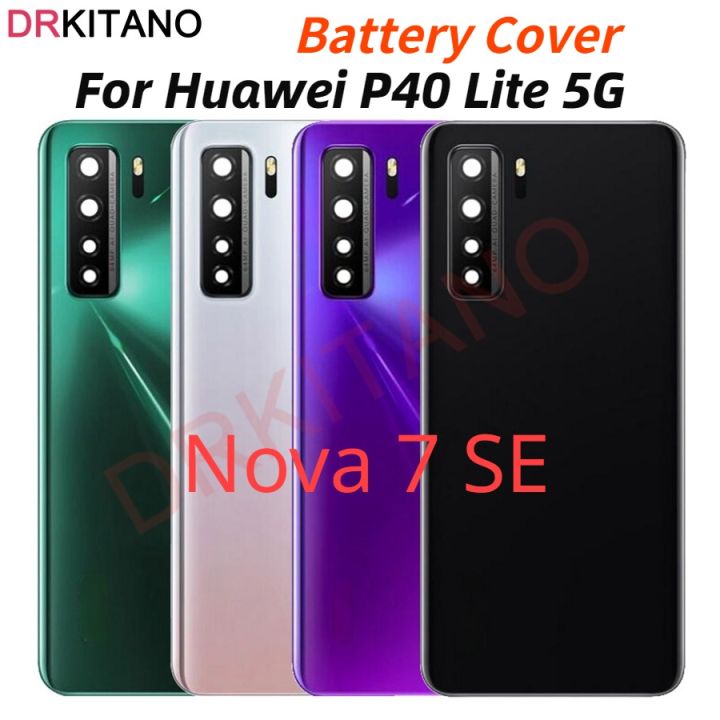 Glass Back Cover For Huawei Nova 7 SE Battery Cover Rear Housing Door ...