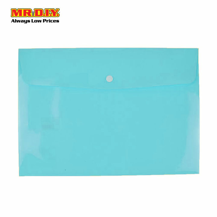 MR.DIY Snap Button Envelope Holder A4 Cyan | Lazada