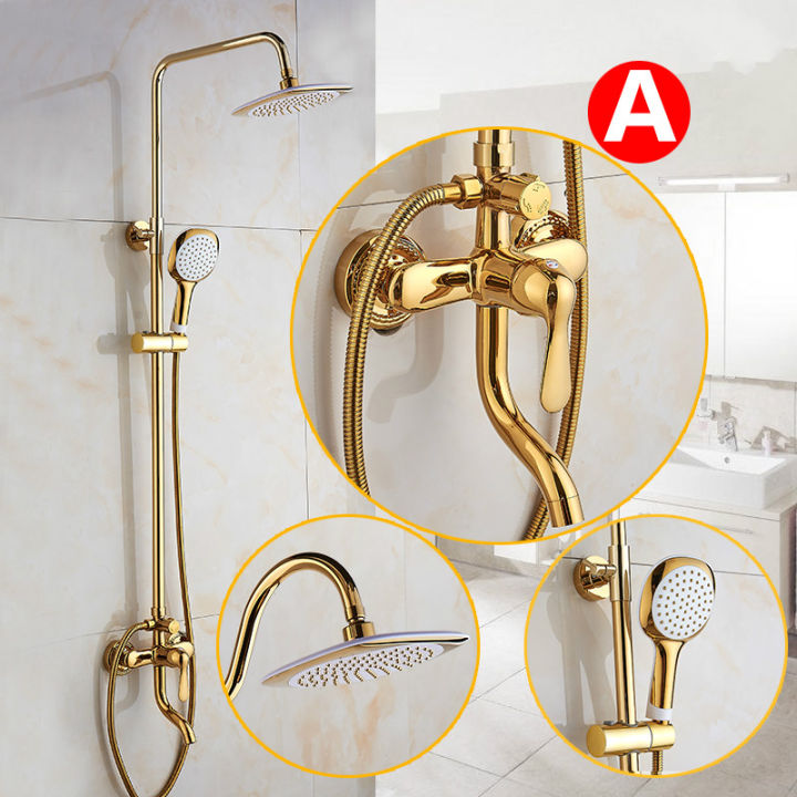 European Style Copper Shower Set White Porcelain Bathroom Showerhead ...