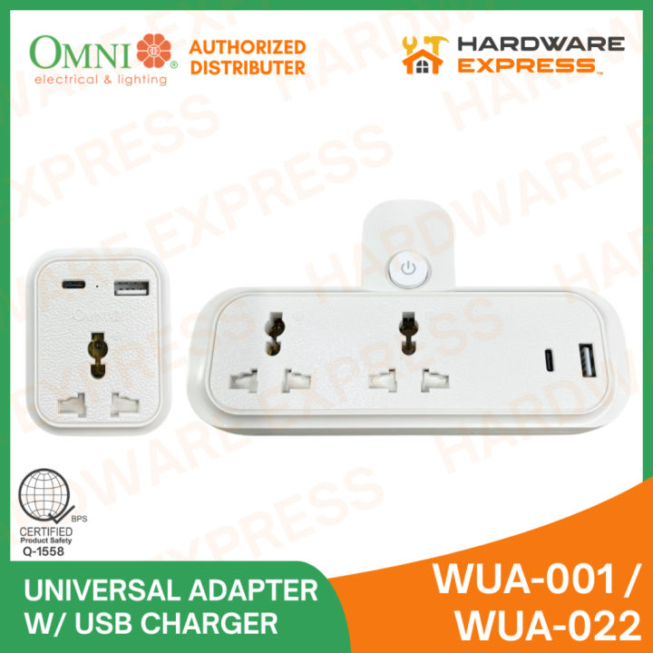 Omni Universal Adapter With USB Charger WUA-001 / WUA-022 | Lazada PH