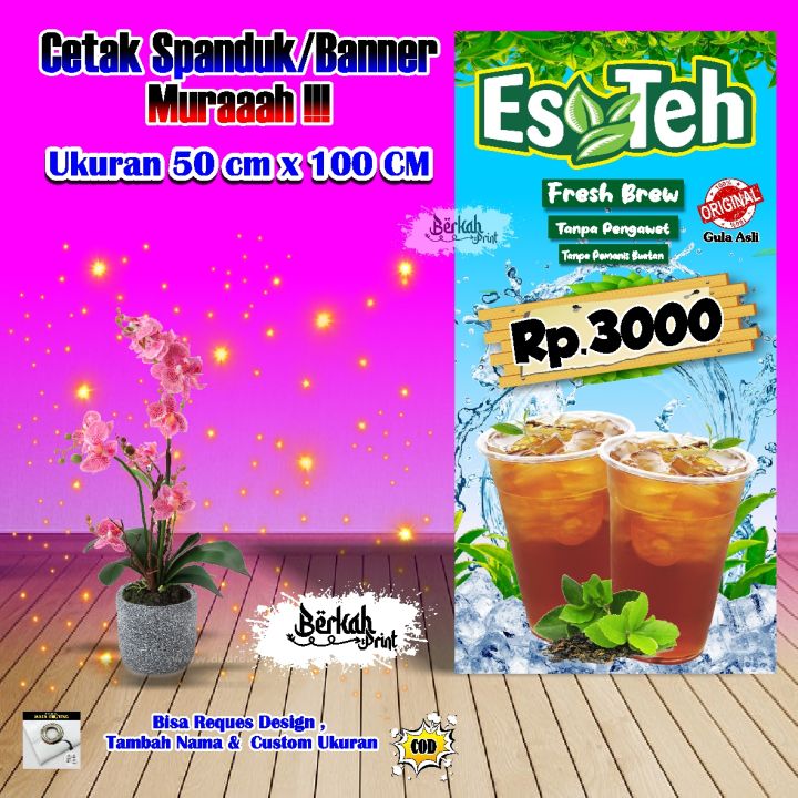 Spanduk Banner Es Teh Ukuran 50 cm x 100 cm | Lazada Indonesia