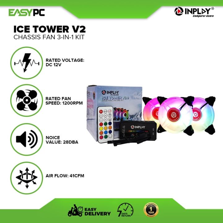 InPlay Ice Tower V2 CHASSIS FAN 3-IN-1 KIT or One SINGLE 6PIN PAIR WITH ...