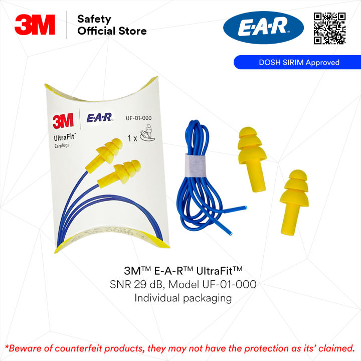 3M™ E-A-R UltraFit Reusable Earplugs UF-01-000 UF-01-100/ Corded + Uncorded 2 in 1 Earplug/ Made ...