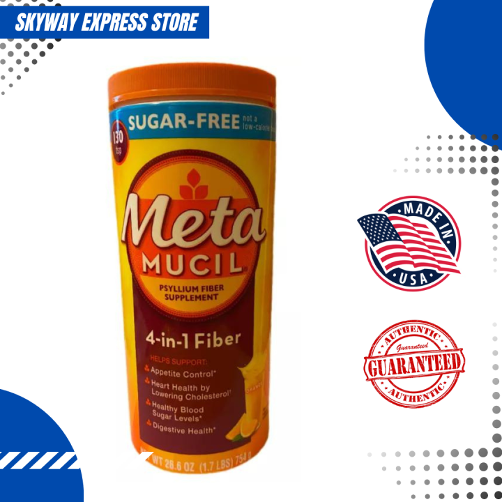 Metamucil Sugar Free 130 doses 754 grams ( Orange Smooth) Psyllium Husk ...