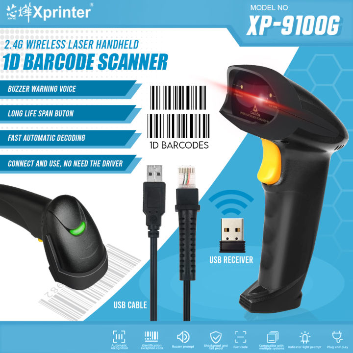 Xprinter XP-9100G Wireless 1D Portable Handheld Barcode Scanner Reader ...