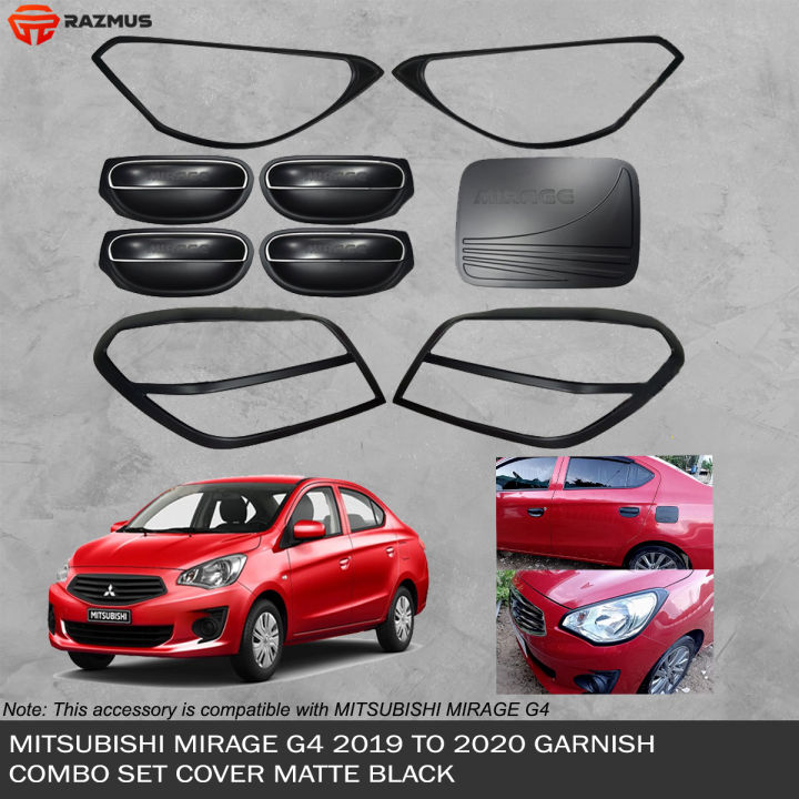 MITSUBISHI MIRAGE G4 2019 to 2020 Garnish Combo Set Cover Matte Black ...
