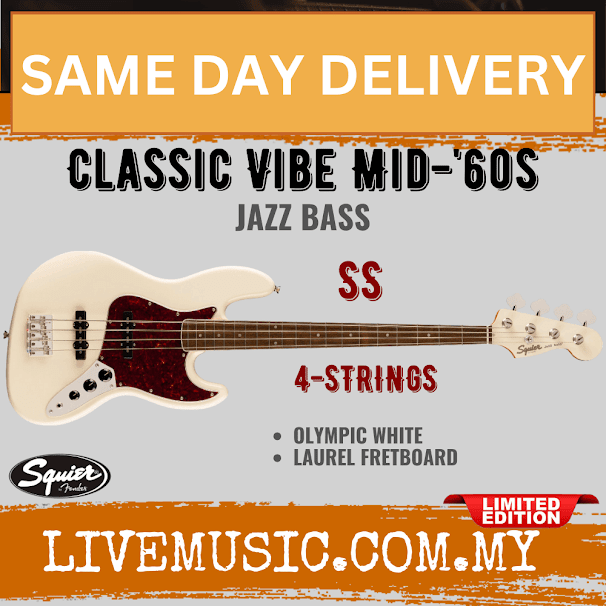 Squier Limited Edition Classic Vibe 60s Mid-60s Jazz Bass Guitar ...