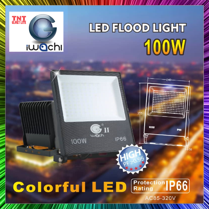 Iwachi IP66 100w Led Floodlight with RGB remote Controller spotlight ...