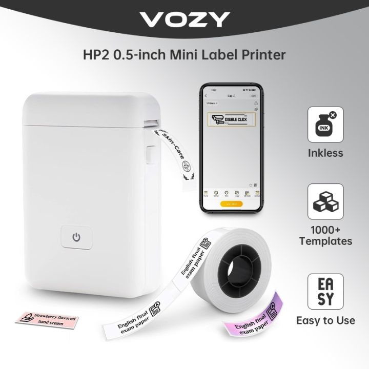 VOZY HP2 Portable Label Printer Maker Cable Tape Thermal Sticker ...