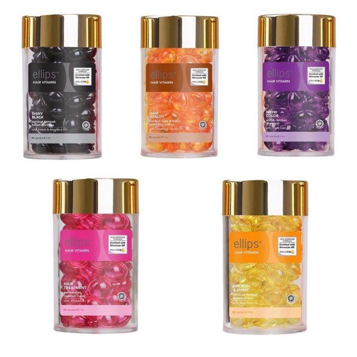 Elips Ellips Hair Vitamin (dengan Moroccan Oil) Kemasan Botol 50 kapsul ...