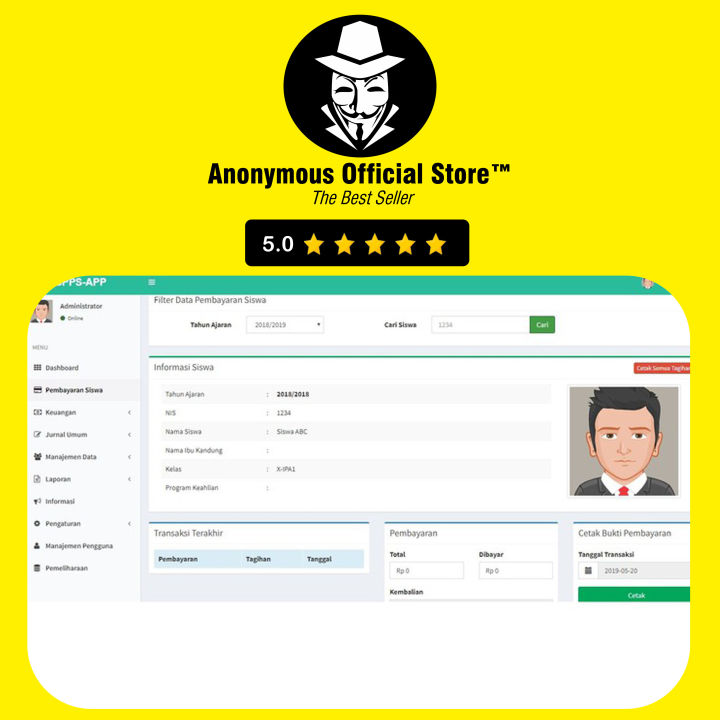 Aplikasi Berbasis Web Pembayaran Spp Dengan Framework Codeigniter Website Source Code Lazada