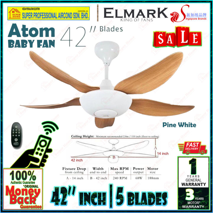 Elmark Baby Fan Atom 42 inch Ceiling Fan with Remote Control | 5 ABS ...