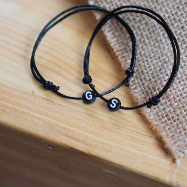 gelang INTIAL HURUF PIPIH BULAT / GELANG TALI CUSTOM HURUF / GELANG ...
