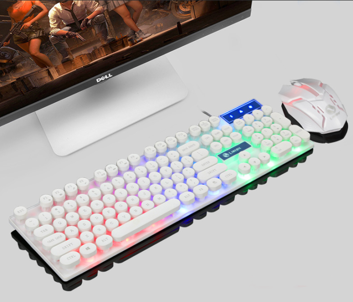 GTX300 Punk Retro Backlit Gaming Keyboard USB Wired Keyboard and Mouse ...