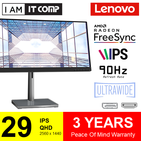 LENOVO 29 Inch L29w-30 QHD IPS 90Hz Ultrawide Monitor with HDR 10 & AMD ...