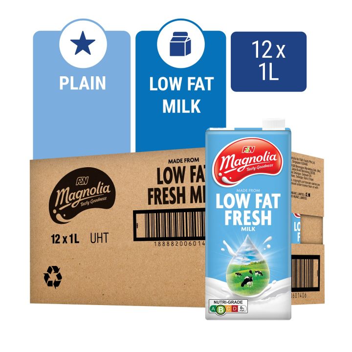F&N MAGNOLIA UHT Low Fat Fresh Milk 1L x 12 | Lazada Singapore