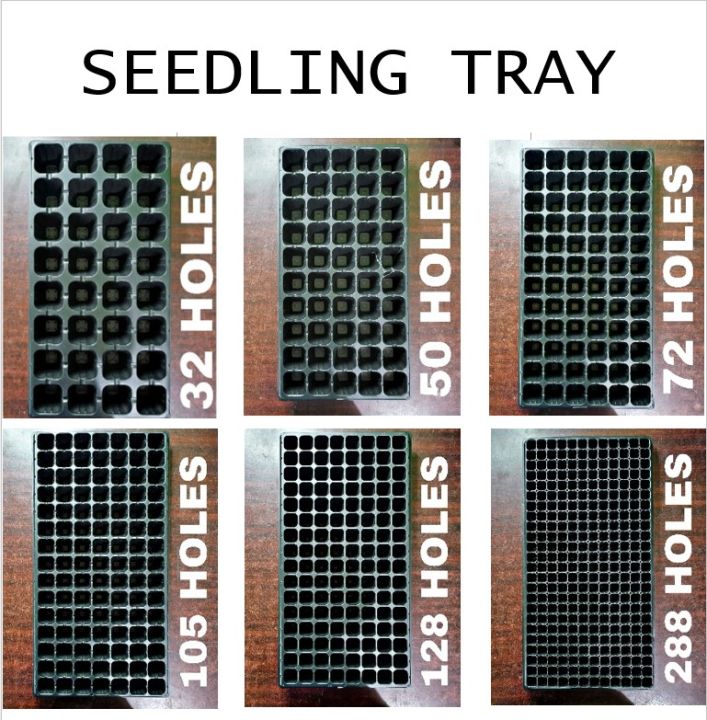 SEEDLING TRAY - 32 / 50 / 72 / 105 / 128 / 288 HOLES BLACK SQUARE ...