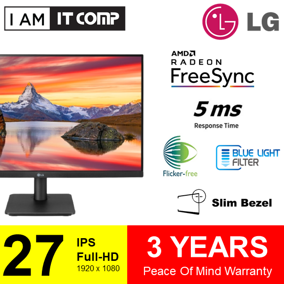 LG 27 Inch 27MP400B / 27MP400-B FHD IPS 75Hz Monitor with AMD FreeSync ...