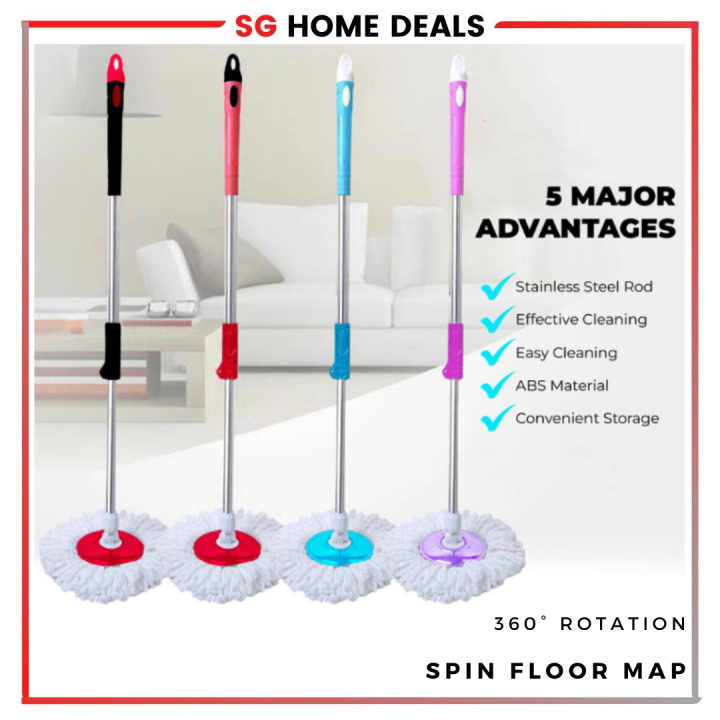 Spin Mop Rod / Mop Stick / Mop Pole with Mop Tray Set With Or Without ...
