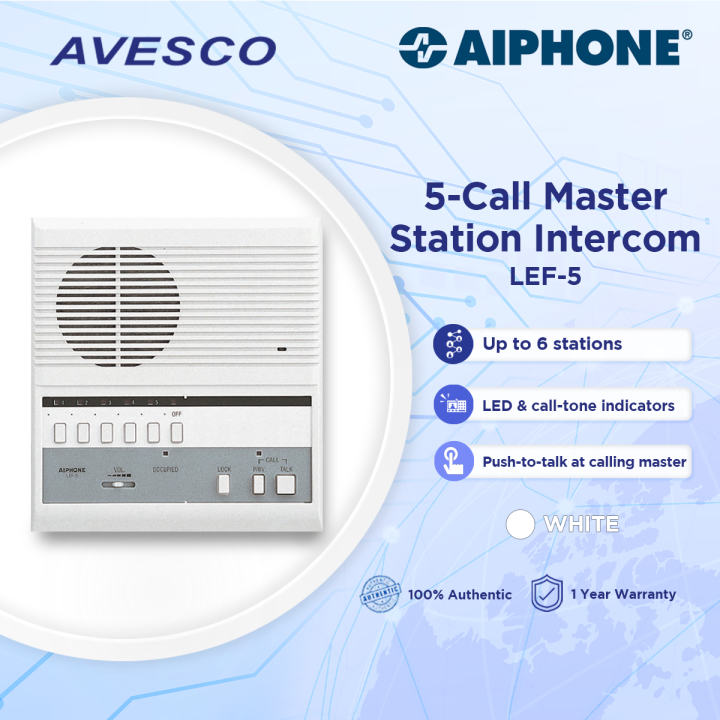 Aiphone | 5-Call Master Station Intercom | LEF-5 | Push-to-talk at ...