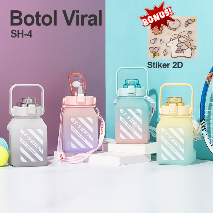TERMURAH Botol Minum Viral Mini 1.3L Plus Tali Dan Stiker 2D / Botol ...