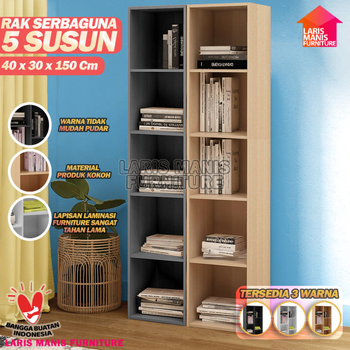 LEMARI RAK BUKU SERBAGUNA RSG 5 RAK MINIMALIS RAK BUKU KAYU TERBARU ...