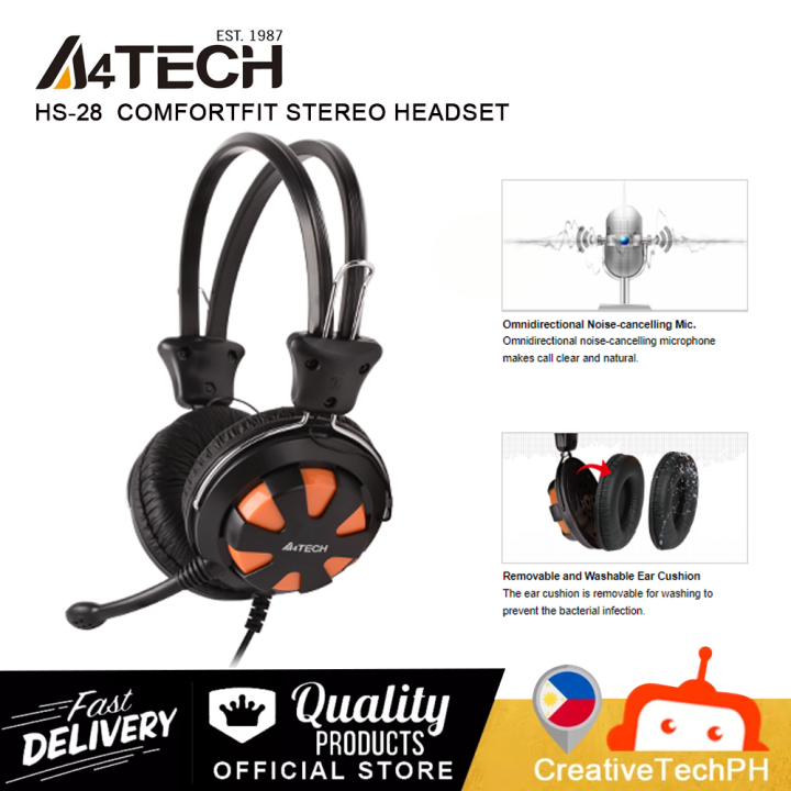 A4TECH HS-28-1 HEADSET W/MIC ORANGE | Lazada PH