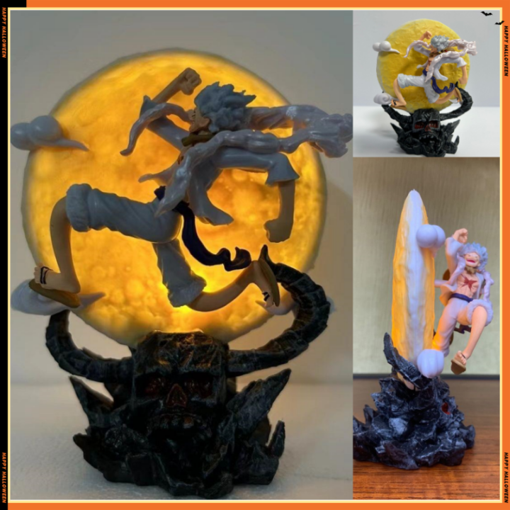 sdfhdsj 15CM One Piece Monkey D.Luffy Anime Moon With Led Nika Luffy ...