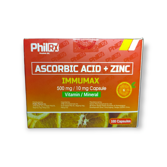 IMMUMAX Ascorbic Acid with ZINC 500mg/10mg 100 Capsules FDA Approved ...
