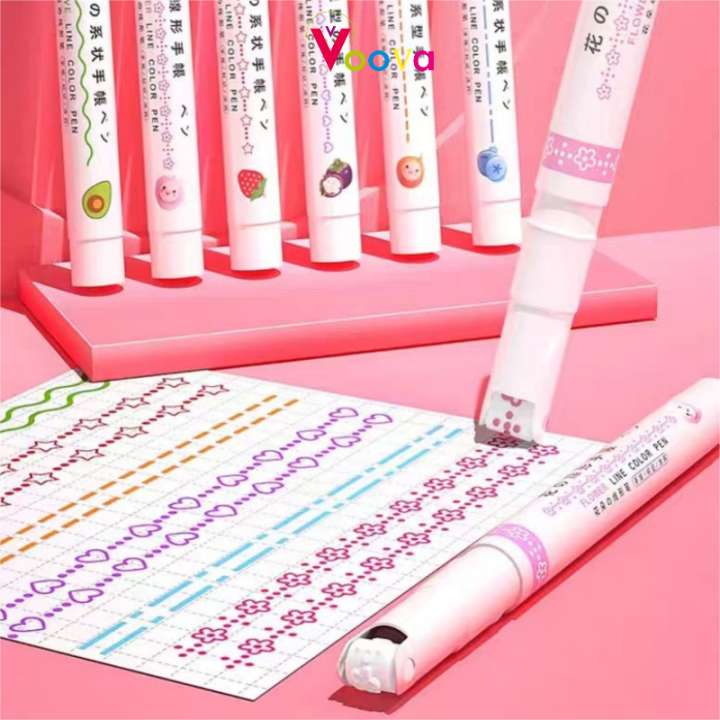 VOOVA Flower Shaped Outline Pen Curve Pen Marker Pen Cepat Kering ...
