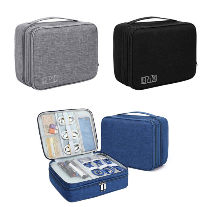 Cable Storage Bag Nylon Cables Phones Organizer Bags with Mesh Pockets ...