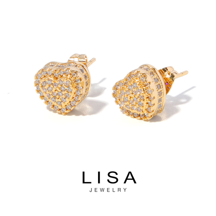 Lisa Jewelry 18K Gold Earrings Heart-shaped Diamond Earrings Fashion ...