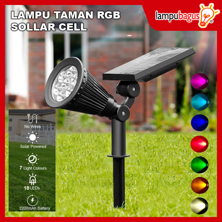 Lampu Sorot Taman LED Solar Cell / Lampu Taman Tenaga Surya RGB 18 LED | Lazada Indonesia