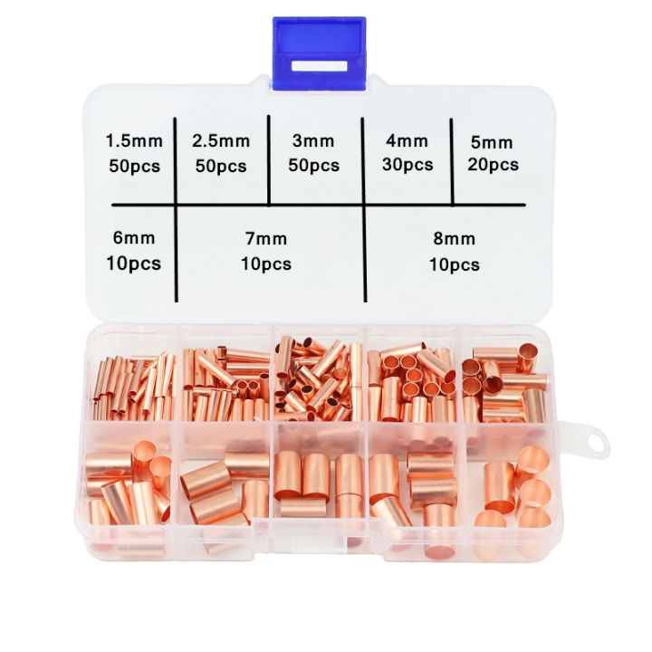 230PCS Copper connecting pipe wire joint small copper tube intermediate ...