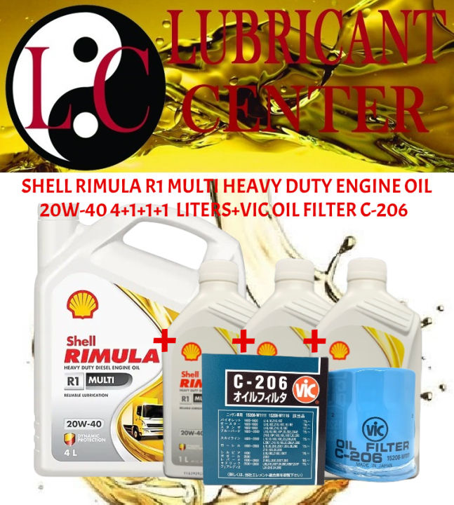 SHELL RIMULA R1 MULTI HEAVY DUTY ENGINE OIL 20W-40 7 LITERS+VIC OIL ...
