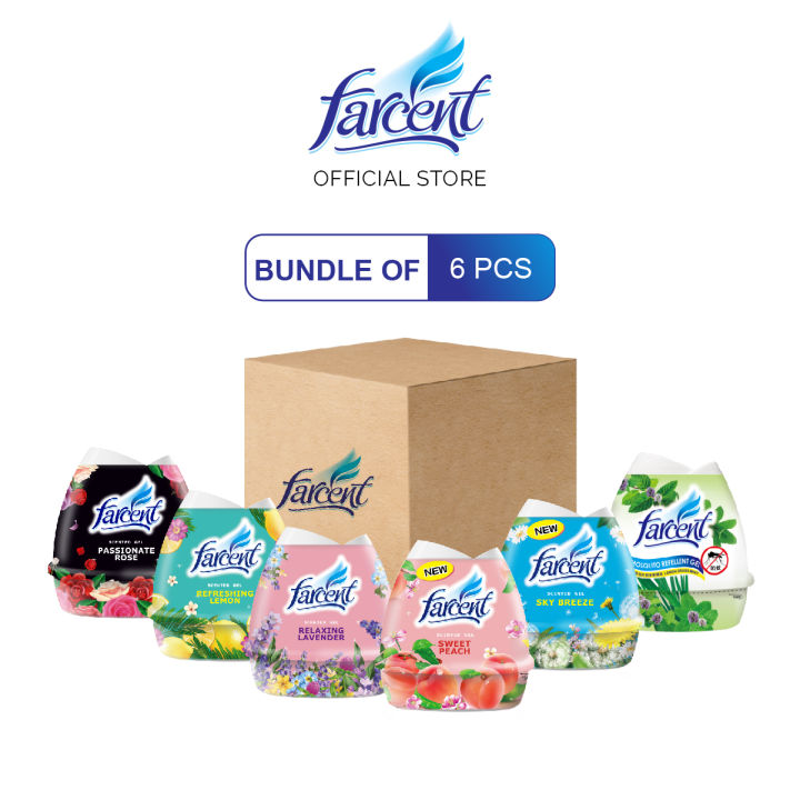 Farcent Scented Gel Air Freshener Mosquito Repellent Lavender Peach Floral Sky Breeze Lemon Rose ...