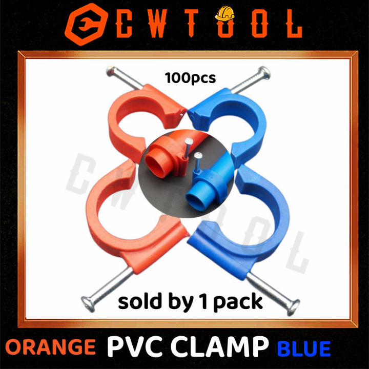 PVC Cable Hose Clamp Nail Cable Wire Clip Wall Hanging Clamp C Heavy Duty Blue/Orange 1/2" 3/4 ...