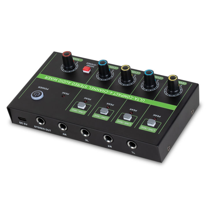 4 Channel Audio Mixer Microphone Low-noise Mono Stereo Line Mixer LINE ...