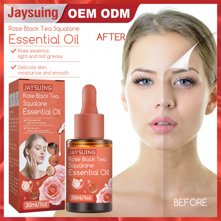 Erya【1PCS】Jaysuing Rose Black Tea Squalane Essential Oil Moisturizing Anti-wrinkle Brighten Face ...