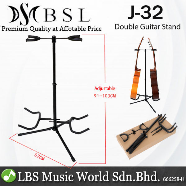 BSL J-32 Double Adjustable Guitar Stand with 2 Holder for Acoustic ...