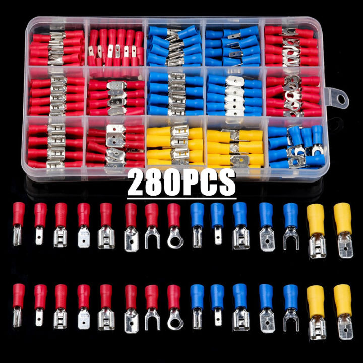 [COD+Manila Stock] 280pcs Assorted Crimp Spade Terminal Wire Flat Female and Male Insulated ...