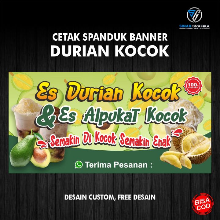 Spanduk Banner Es Durian Kocok, Bisa Tambah Nama dll | Lazada Indonesia