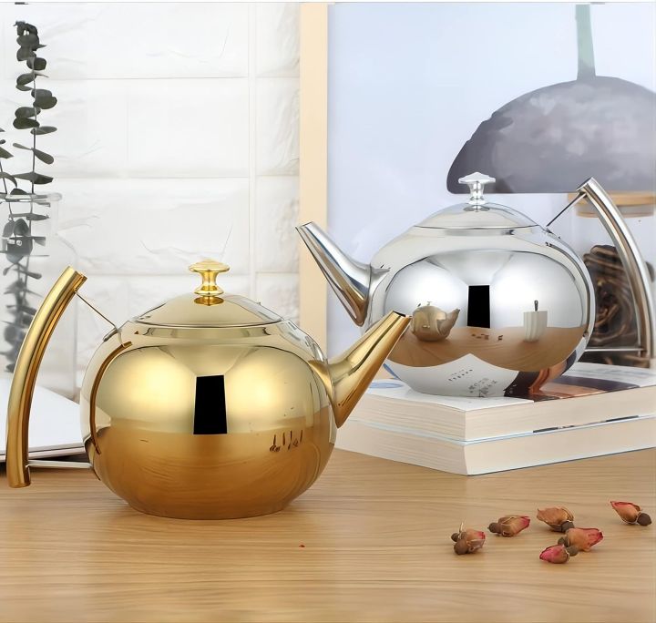 2L Stainless Steel Teapot With Strainer Insert Kettle Coffee Pot With ...