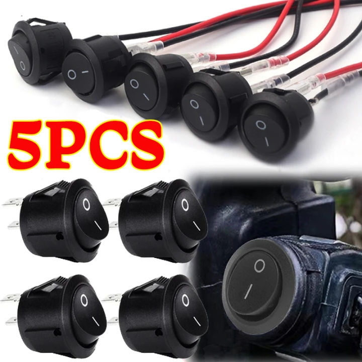 5pcs ON/OFF Round Rocker Switch MINI Toggle Switch 2 Pin SPST Push ...