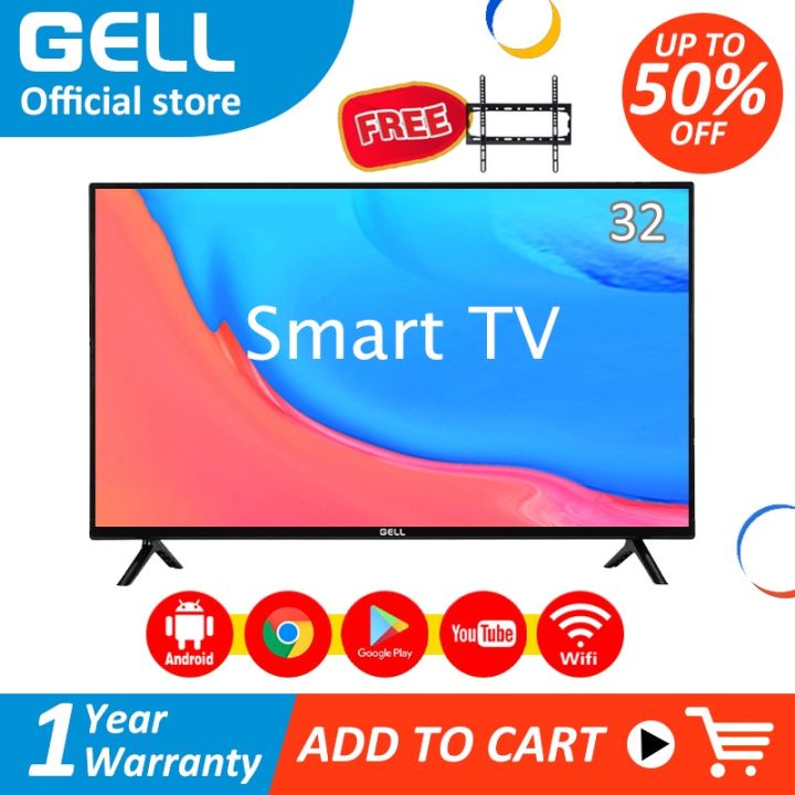 Gell 32 inch smart LED Android TV flat screen on sale with free bracket | Lazada PH