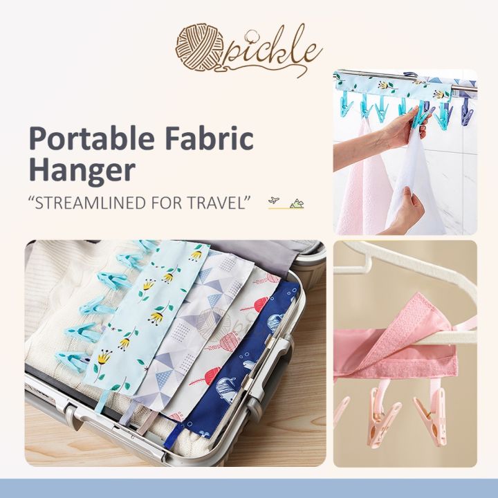 Portable Fabric Hanger Travel Multifunctional Folding Clothespin Hanger ...