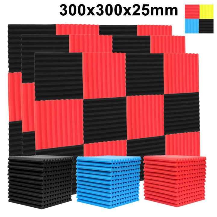 【12pcs】(300x300x25mm) Sound Proofing Wall Panel Studio Acoustic Foam ...