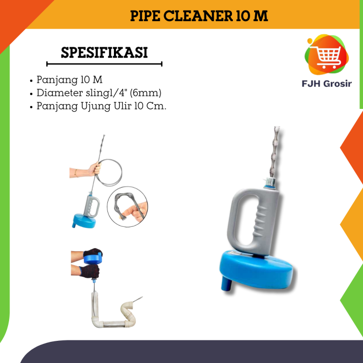 Pipe Cleaner 10 meter Pembersih Saluran Pipa Wastafel Air Anti Mampet Ledeng WC Saluran ...